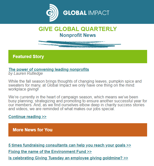 Give Global Newsletter - Global Impact